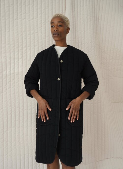 Long Quilted Jacket Black – TEXTILEHAUS
